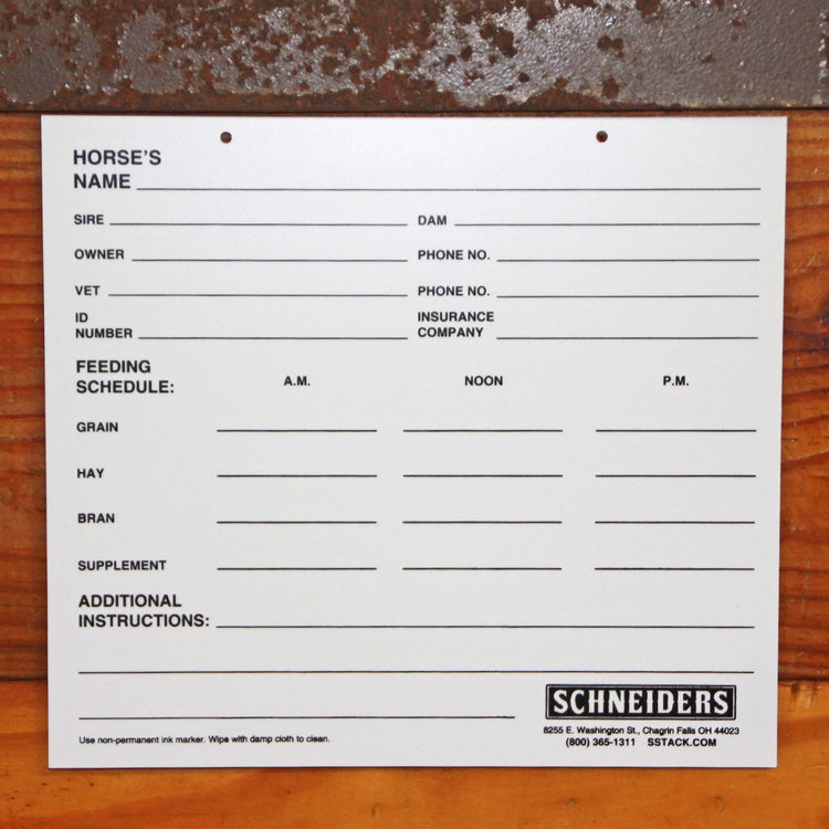 Schneiders® Plastic Feeding Chart